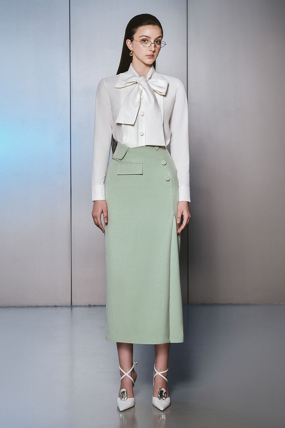 Women's Maian Sheath Button Cotton Maxi Skirt S/M/L/Customize Pastel ...