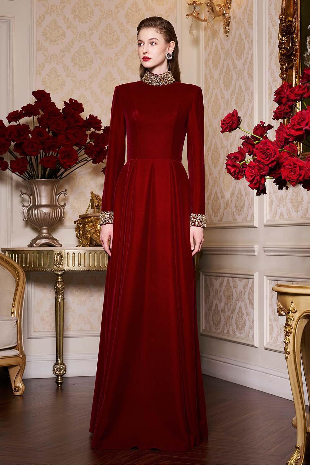 Women's Haley A-line Draped Velvet Floor Length Dress XS/S/M/L/XL/XXL ...