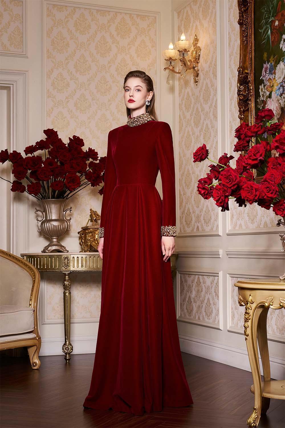 Women's Haley A-line Draped Velvet Floor Length Dress XS/S/M/L/XL/XXL ...