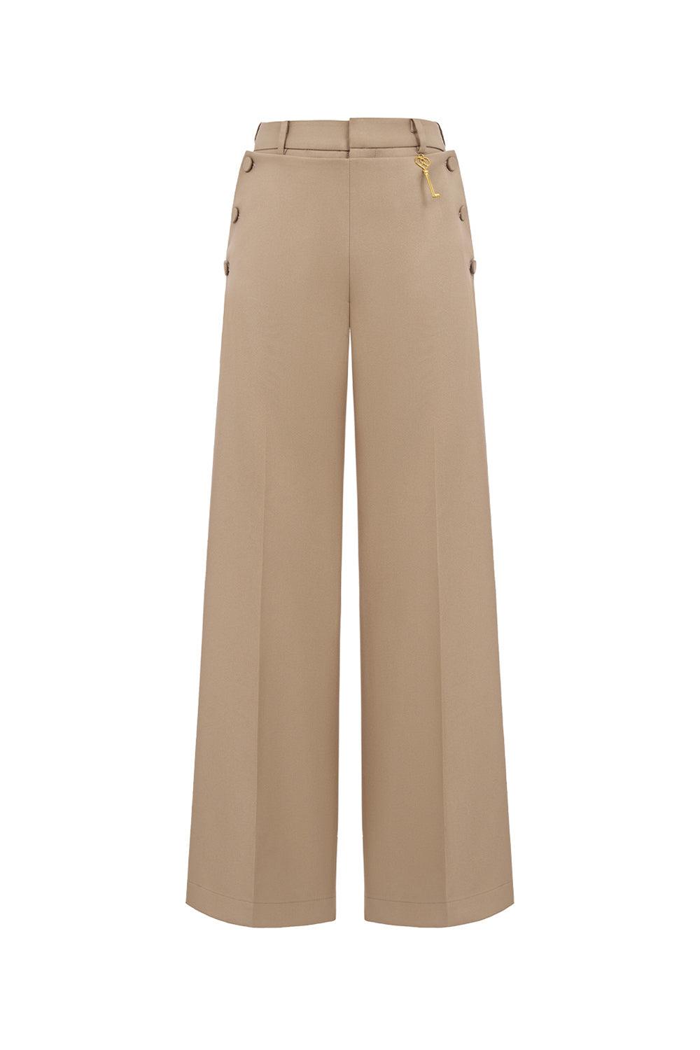 Women's Hazel Straight Button Chino Floor Length Trousers S/M/L/XL ...