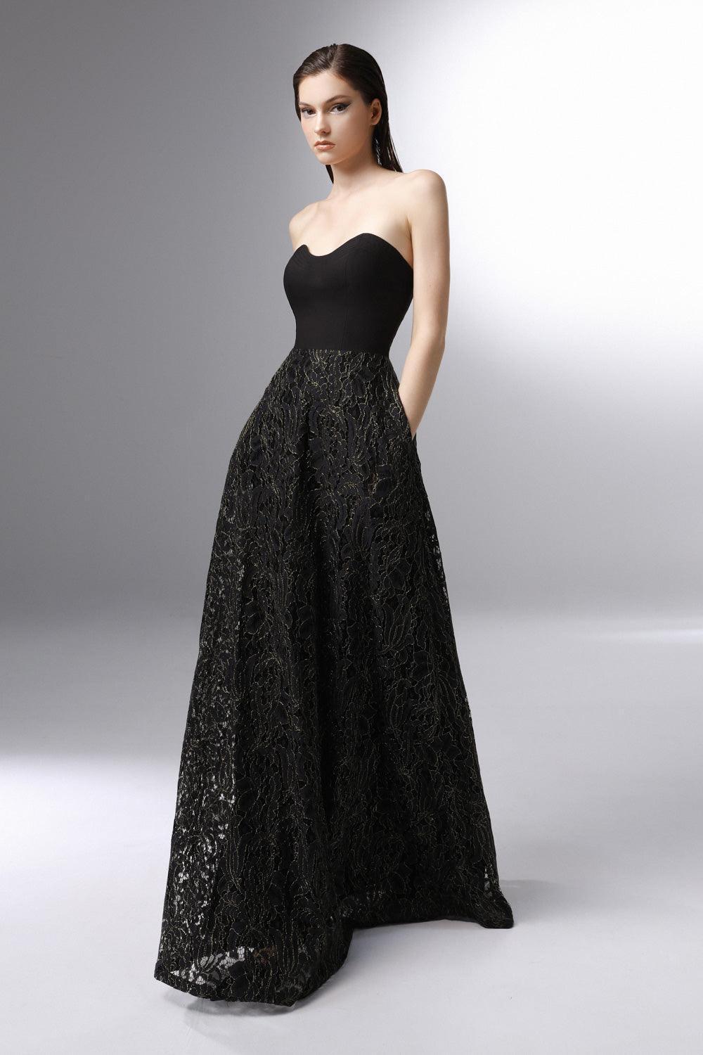 Women's Heraldry A-line Open Shoulder Embroidered Lace Floor Length ...