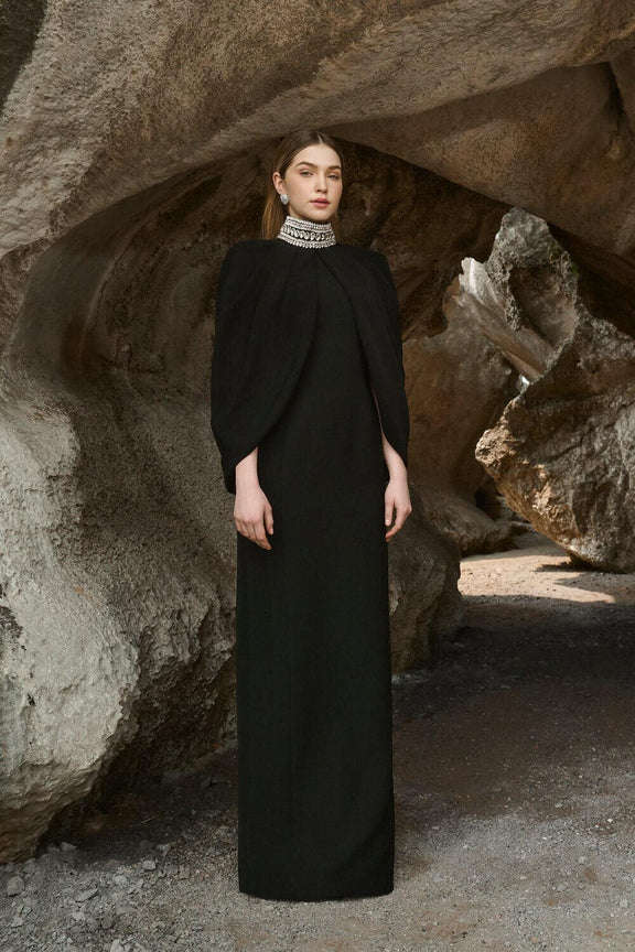 Women's Jazlyn Sheath Cape Shoulder Satin Maxi Set XS/S/M/L/XL/XXL ...