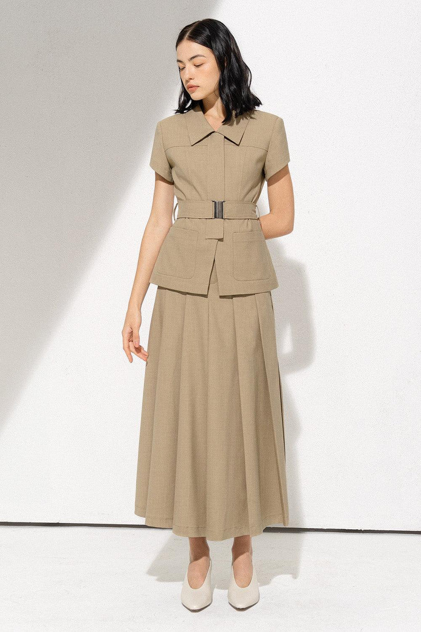 Women's Jihe A-line Patch Pocket Polycotton Top S/M/L/Customize Khaki ...