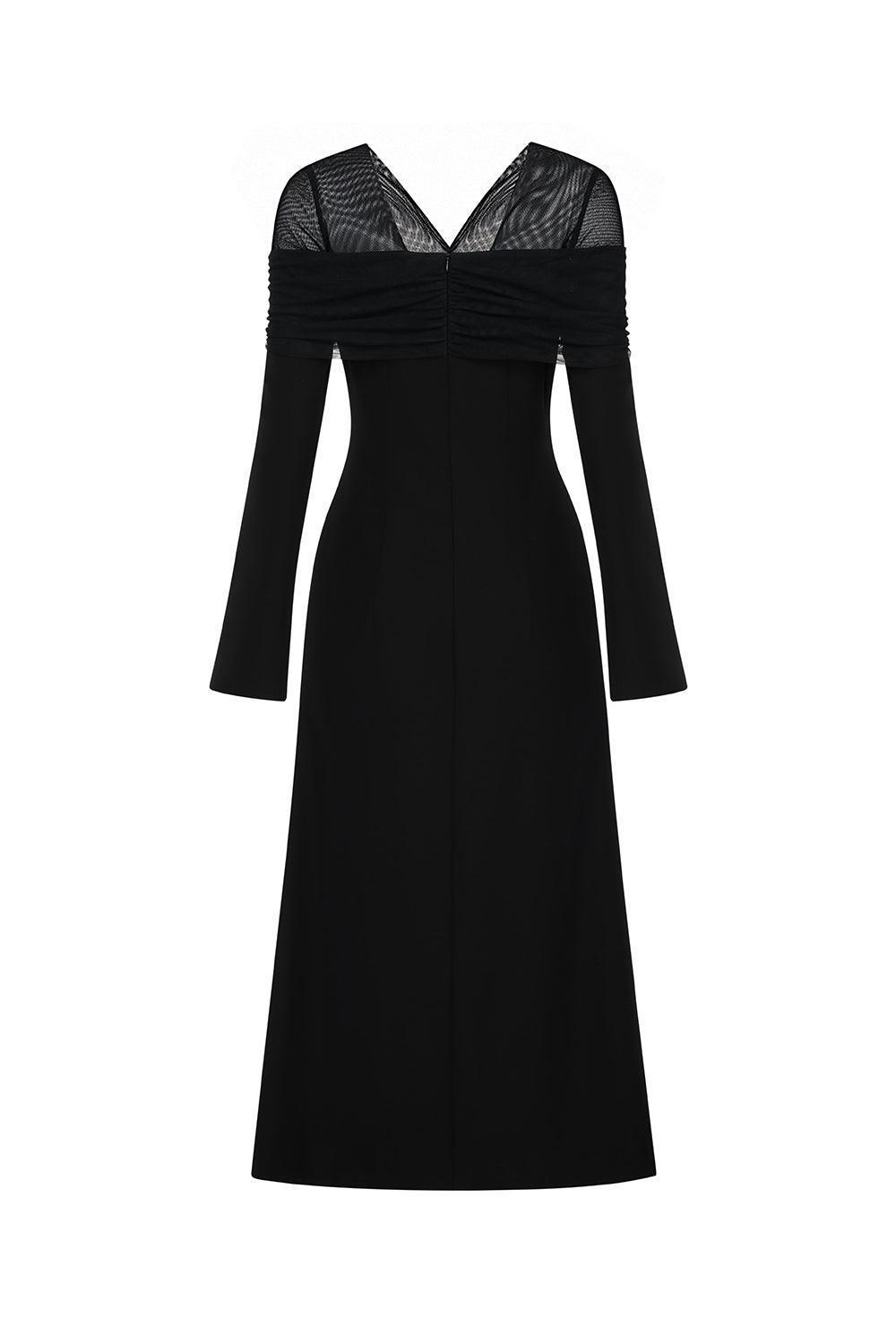 Jream Sheath Long Sleeved Satin Crepe Midi Dress | MEAN BLVD