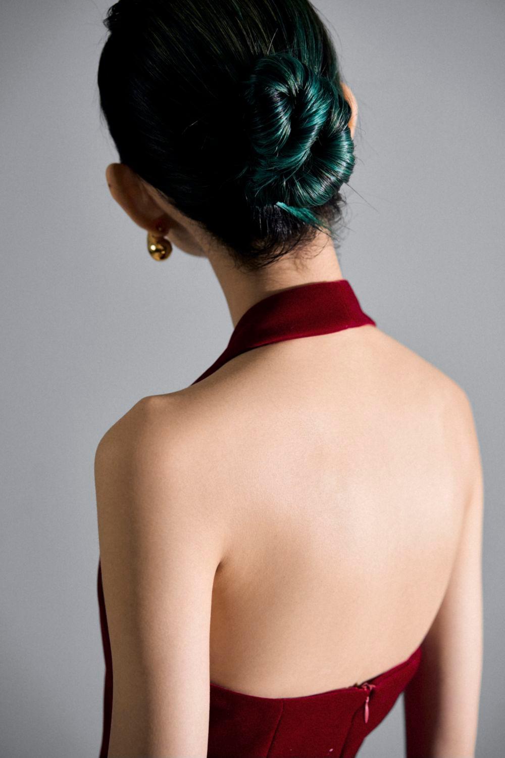 Women's Juniper Halter Backless Velvet Mini Dress S/M/L Red MEAN BLVD