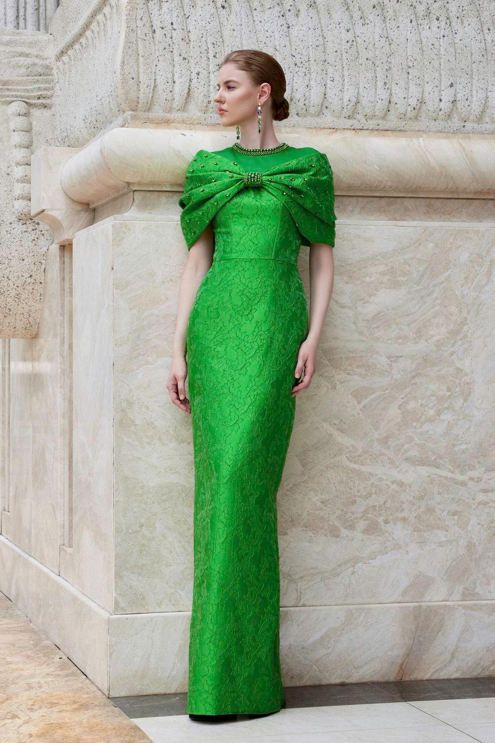 Kaleido Pegged Stone Jacquard Floor Length Dress | MEAN BLVD