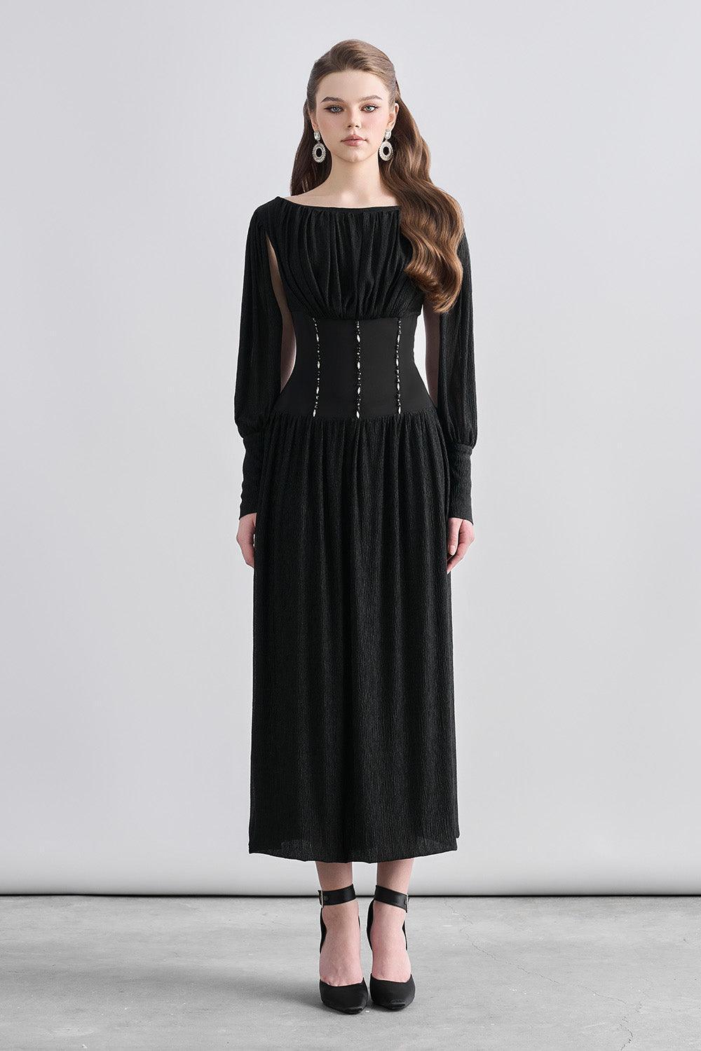Women's Kara Gathered Corset Waist Mesh Sheer Midi Dress S/M/L ...