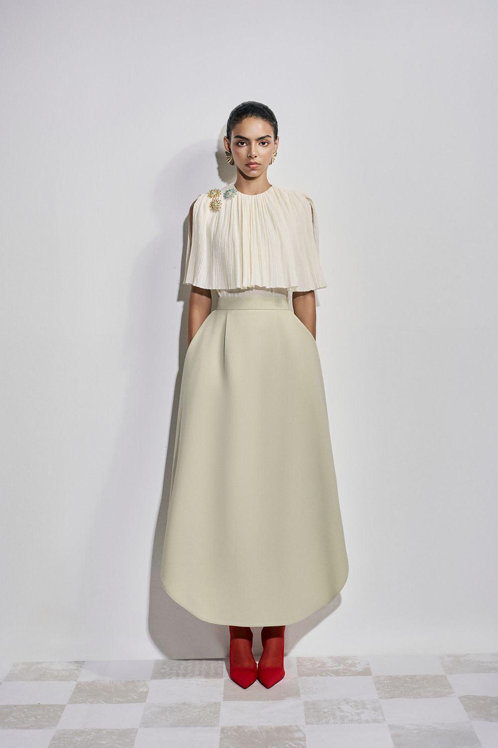 Women's Kennedi Straight Cape Shoulder Tencel Top S/M/L/XL Ivory MEAN BLVD