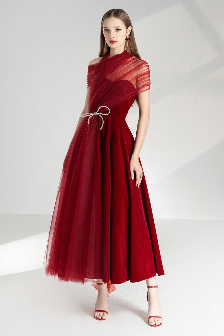 Women's Leslie Fit and Flare Crossover Mesh Taffeta Midi Dress XS/S/M/L ...