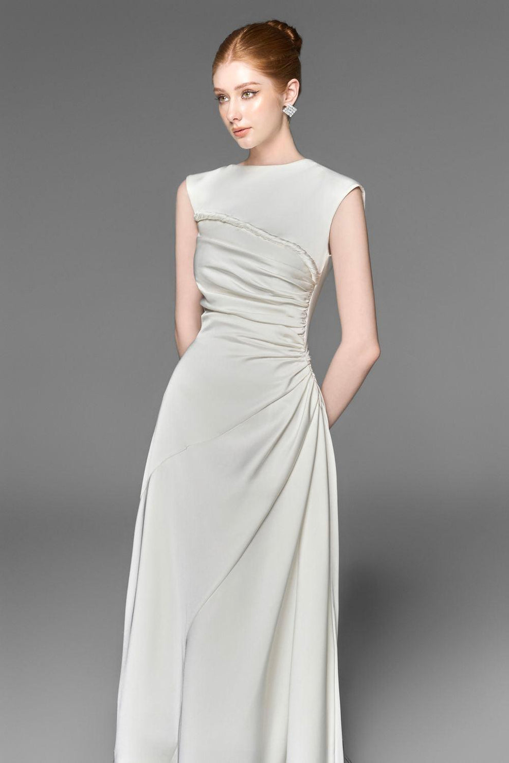 Women's Lexie A-line Draped Silk Blend Midi Dress XS/S/M/L/XL Beige ...