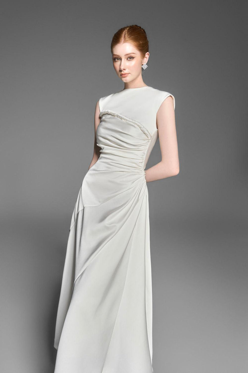 Women's Lexie A-line Draped Silk Blend Midi Dress XS/S/M/L/XL Beige ...