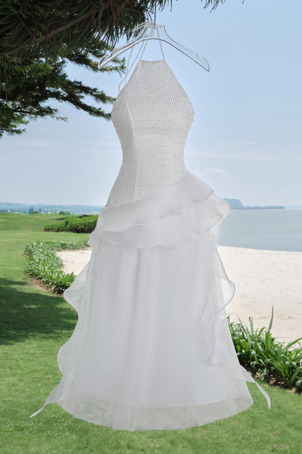 Lyla Halter Ruffled Mesh Taffeta Midi Dress | MEAN BLVD