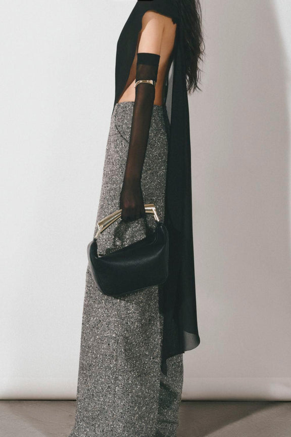 Women's Maren Asymmetric See-Through Chiffon Cape Oversize Black MEAN BLVD