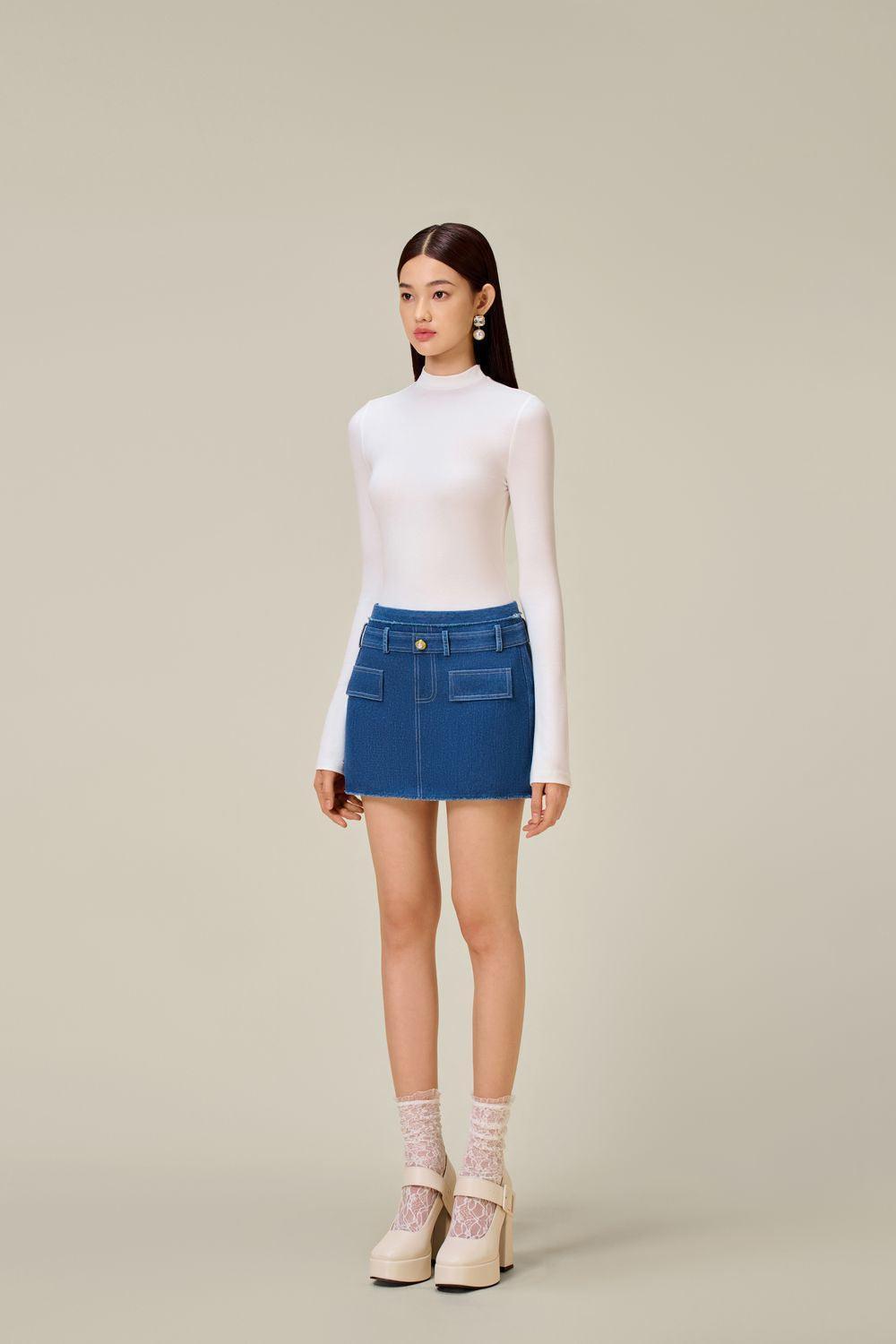 Women's A-line Contrasting Waistband Cotton Mini Skirt XS/S/M/L/XL Pink ...