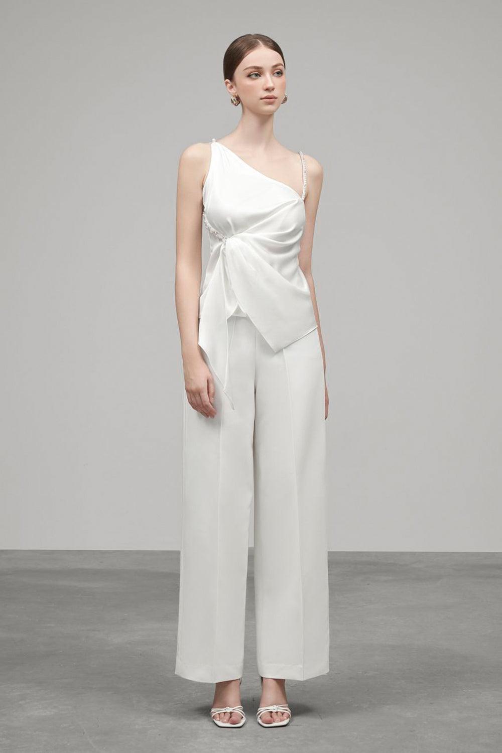 Naomi Straight Wide Leg Spandex Ankle Length Pants | MEAN BLVD