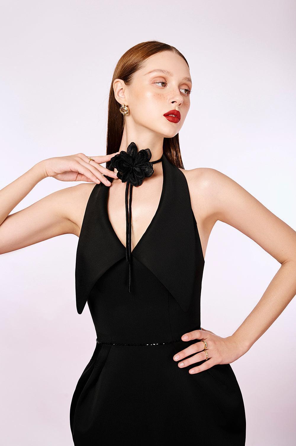 Women's Nirvana Pegged Halter Neck Taffeta Ankle Length Dress S/M/L ...