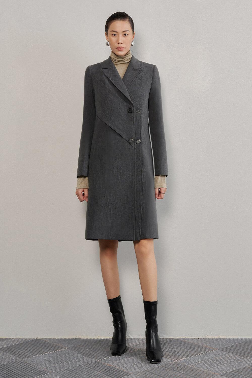 Women's Noemi Straight Notch Lapel Cotton Knee-length Trench Coat S/M/L ...
