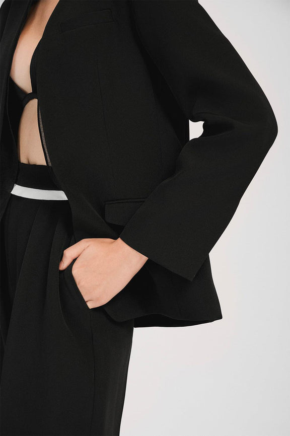 Women's Persephone Straight Side Pleated Rain Cloth Floor Length Pants XS/S/M/L/Customize Black ...