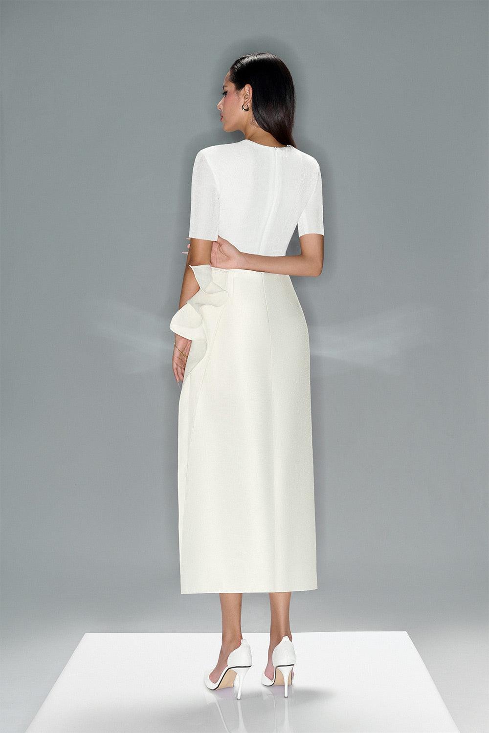 Women's Phoebe Sheath Extended Flap Spandex Midi Dress S/M/L/XL ...