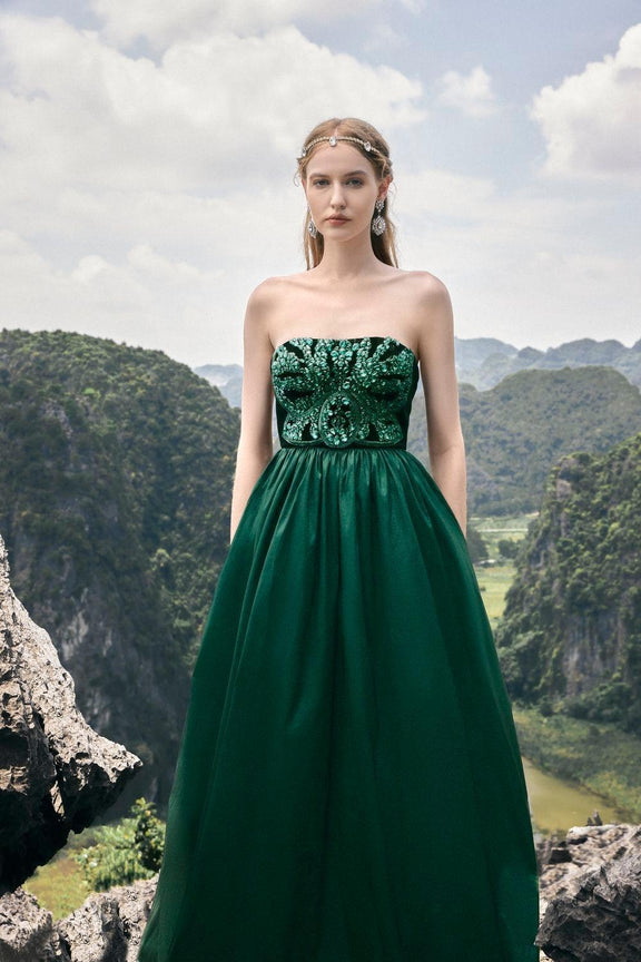 Women's Pilgrim Ball Gown Straight Across Neck Taffeta Floor Length ...