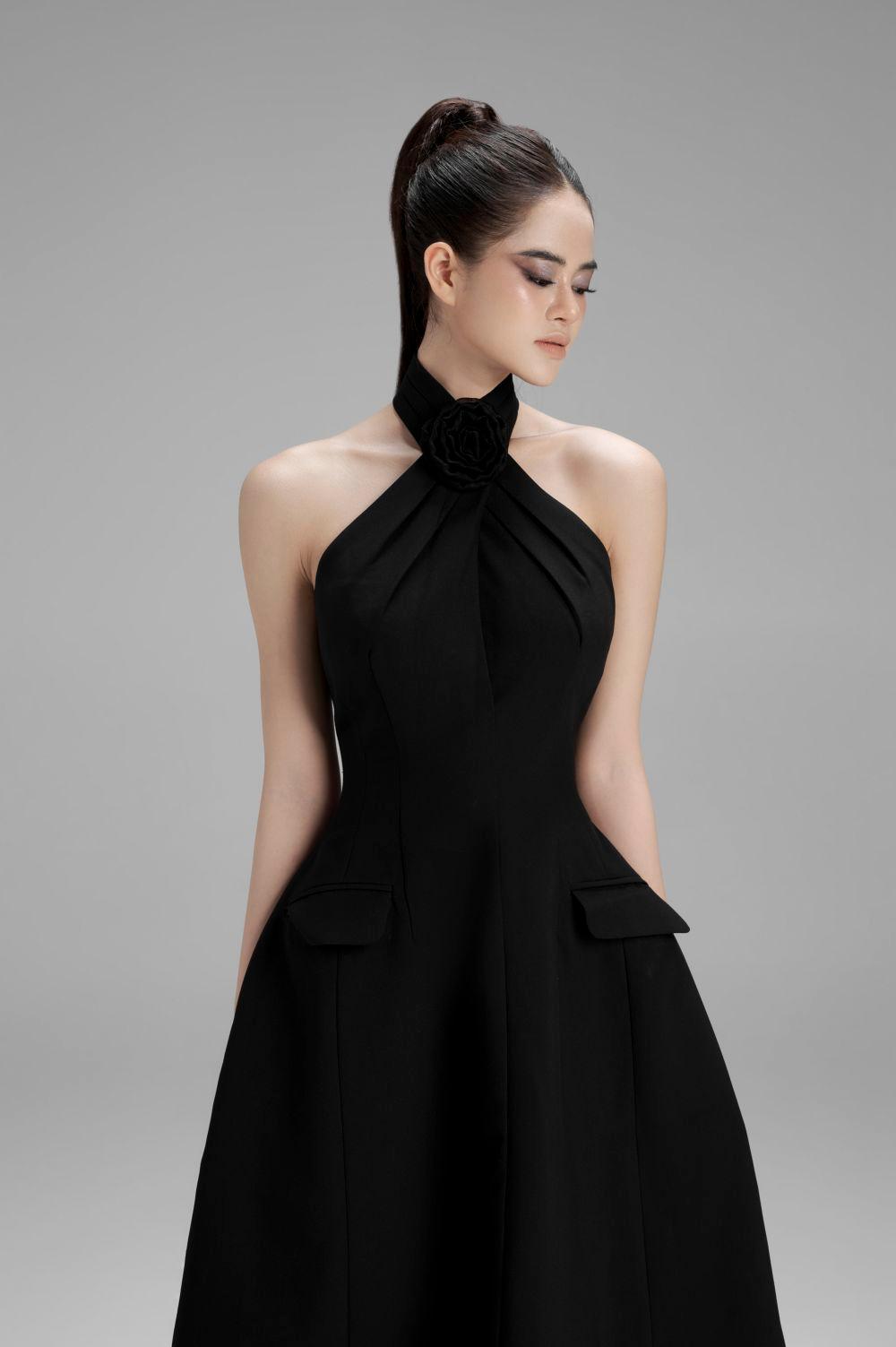 Women's Riley A-line Crossover Neck Polycotton Midi Dress S/M/L Black ...