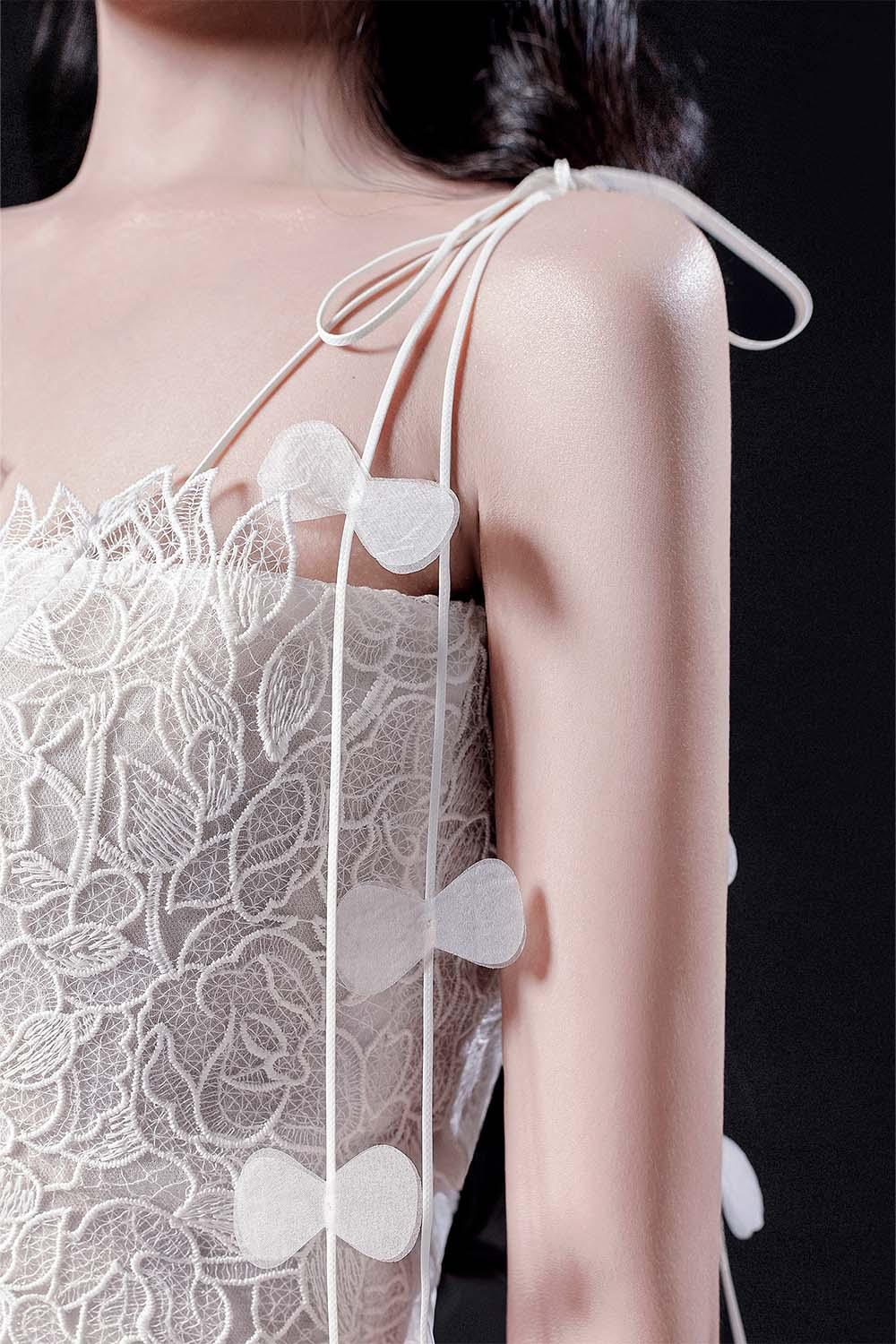 Women's Rishima Sheath Spaghetti Strap Lace Midi Dress XS/S/M/L/Customize Pearl White MEAN BLVD