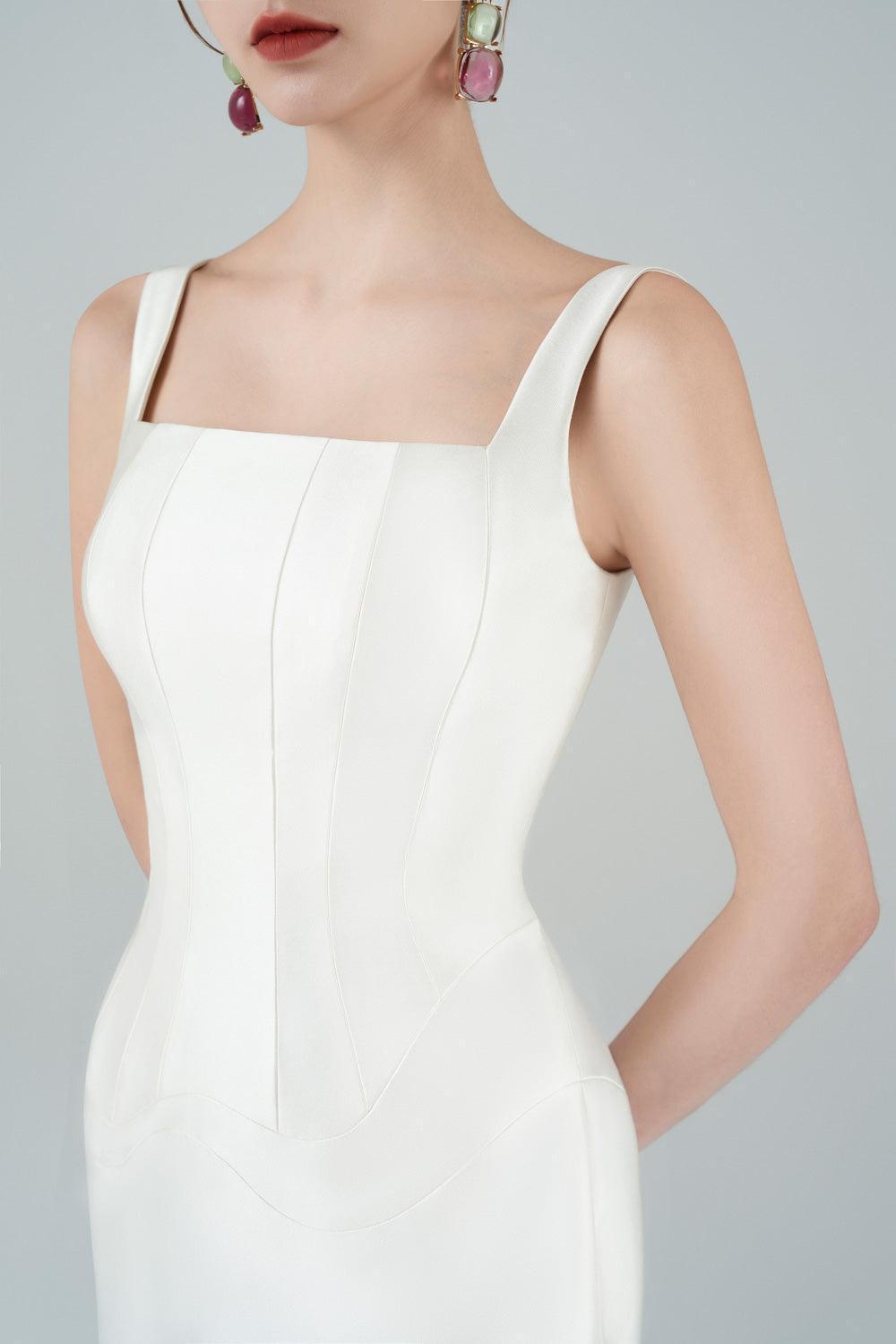 Women's Riva Sheath Square Neck Taffeta Midi Dress S/M/L/XL/Customize ...