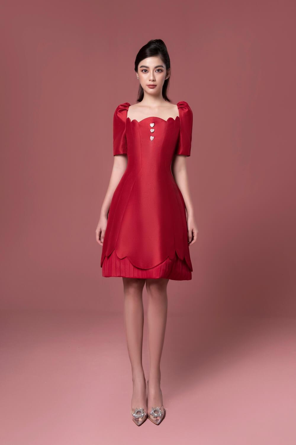 Rosa A-line Short Sleeved Taffeta Mini Dress | MEAN BLVD