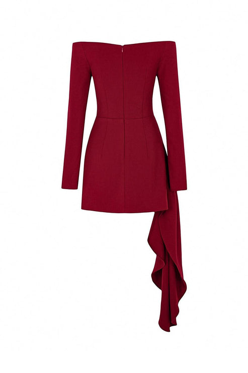 Women's Rouge Bodycon Extended Flap Cotton Mini Dress S/M/L Red MEAN BLVD