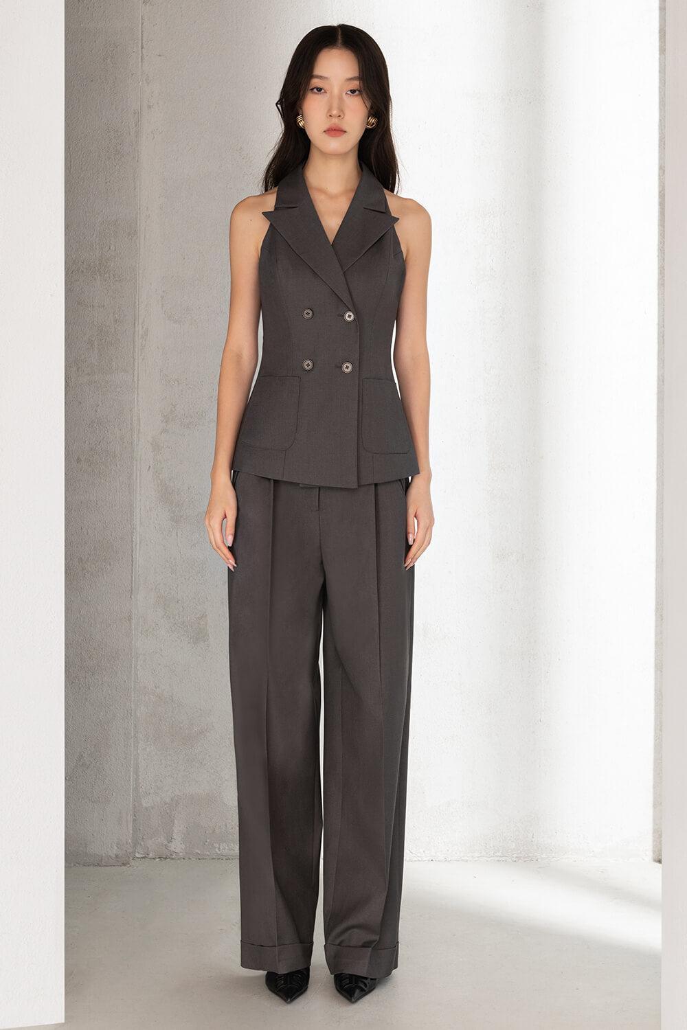 Women's Stormi Straight Ribbed Polycotton Floor Length Trousers S/M/L ...