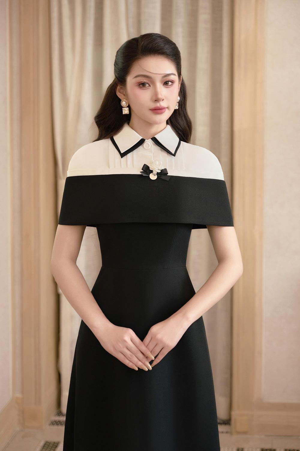 Women's Thalia A-line Cape Shoulder Linen Cotton Midi Dress S/M/L ...