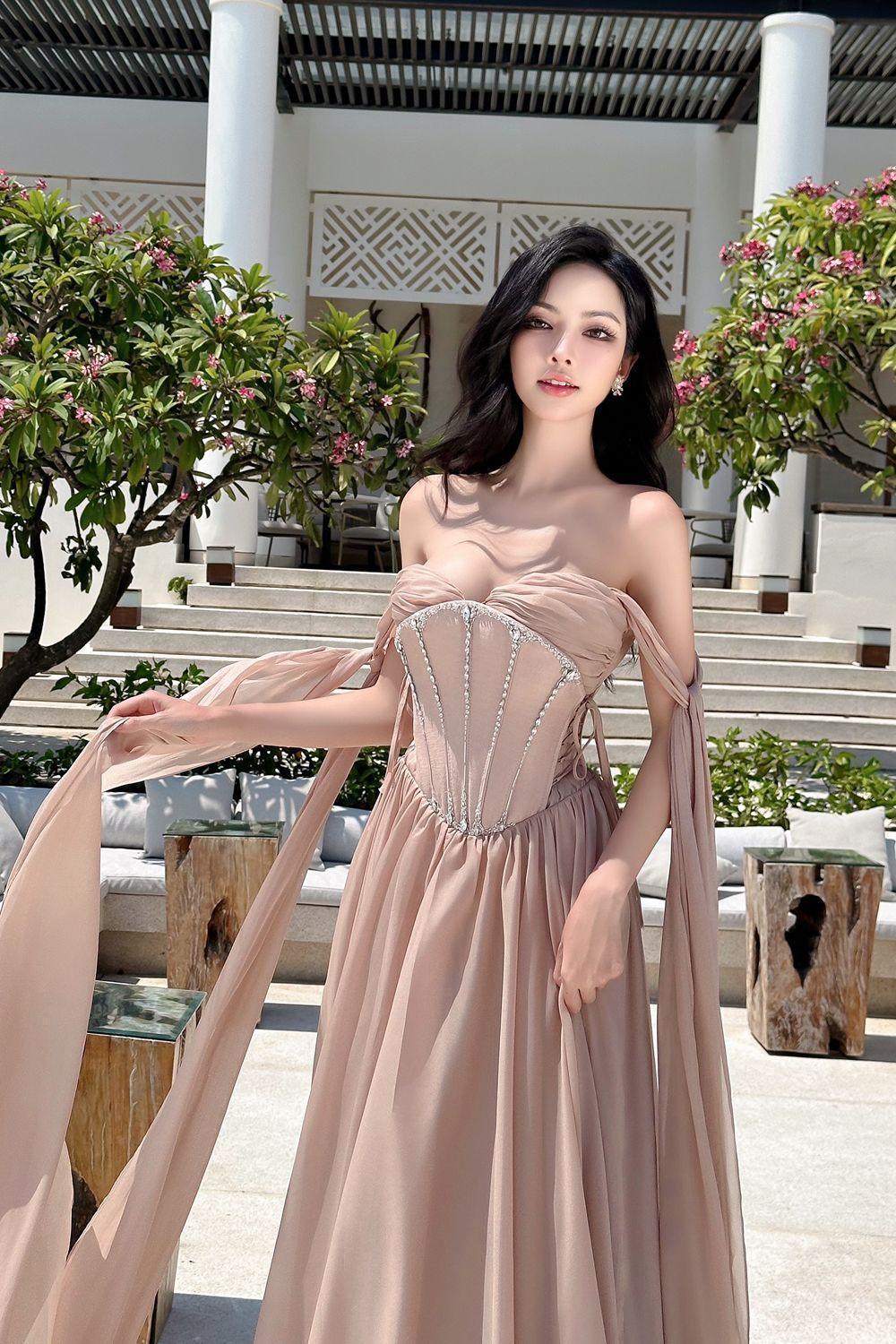 Women's The Lake Gathered Sweetheart Neck Chiffon Floor Length Dress XS/XS/S/M/L/XL/Customize ...