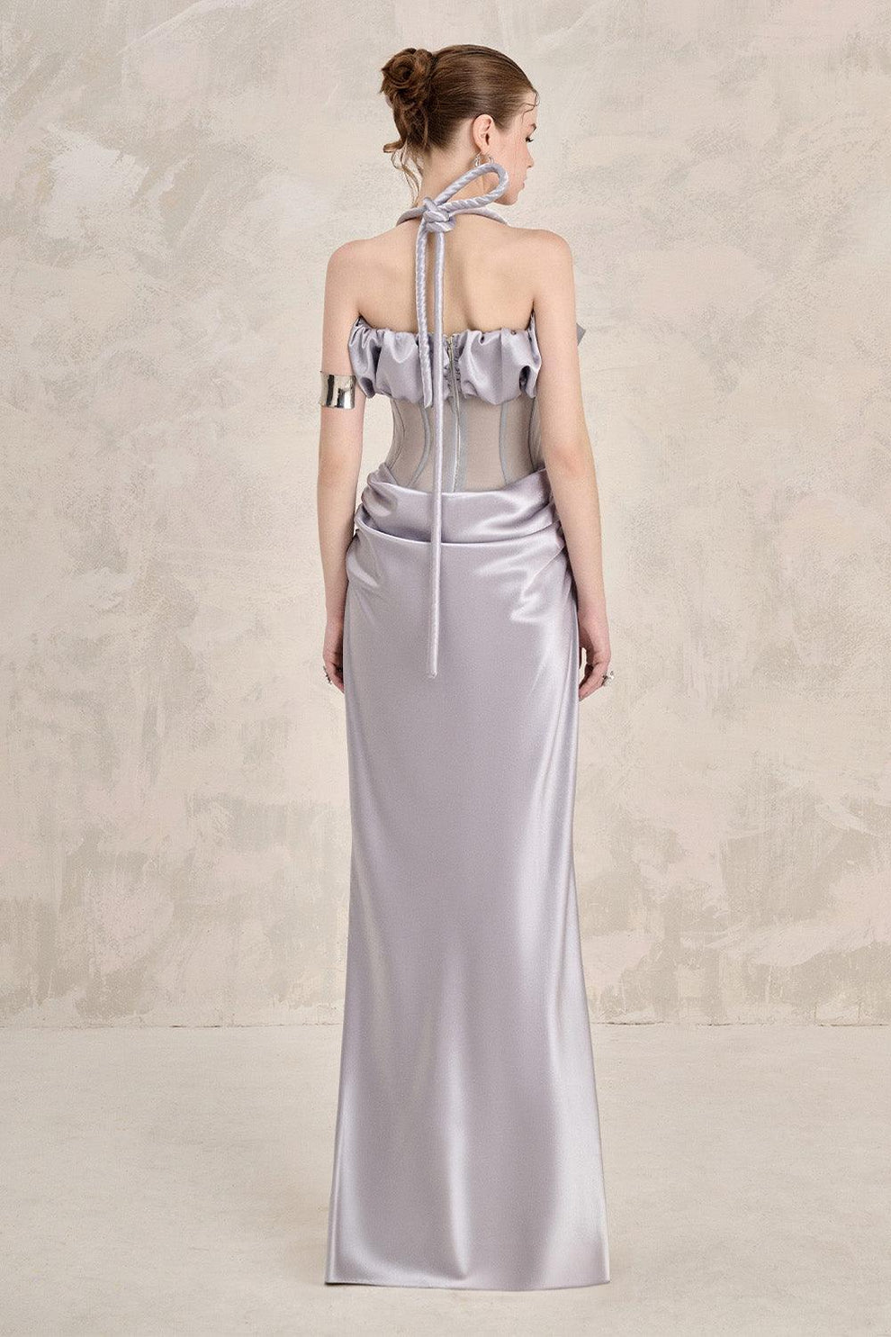 Women's Valencia Sheath Halter Neck Silk Floor Length Dress XS/XS/S/M/L ...