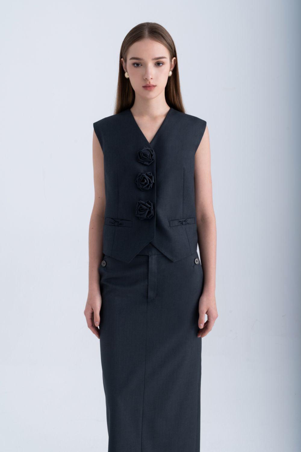 Women's Violet Straight V-Neck Polycotton Vest S/M/L Dark Grey/Pink ...