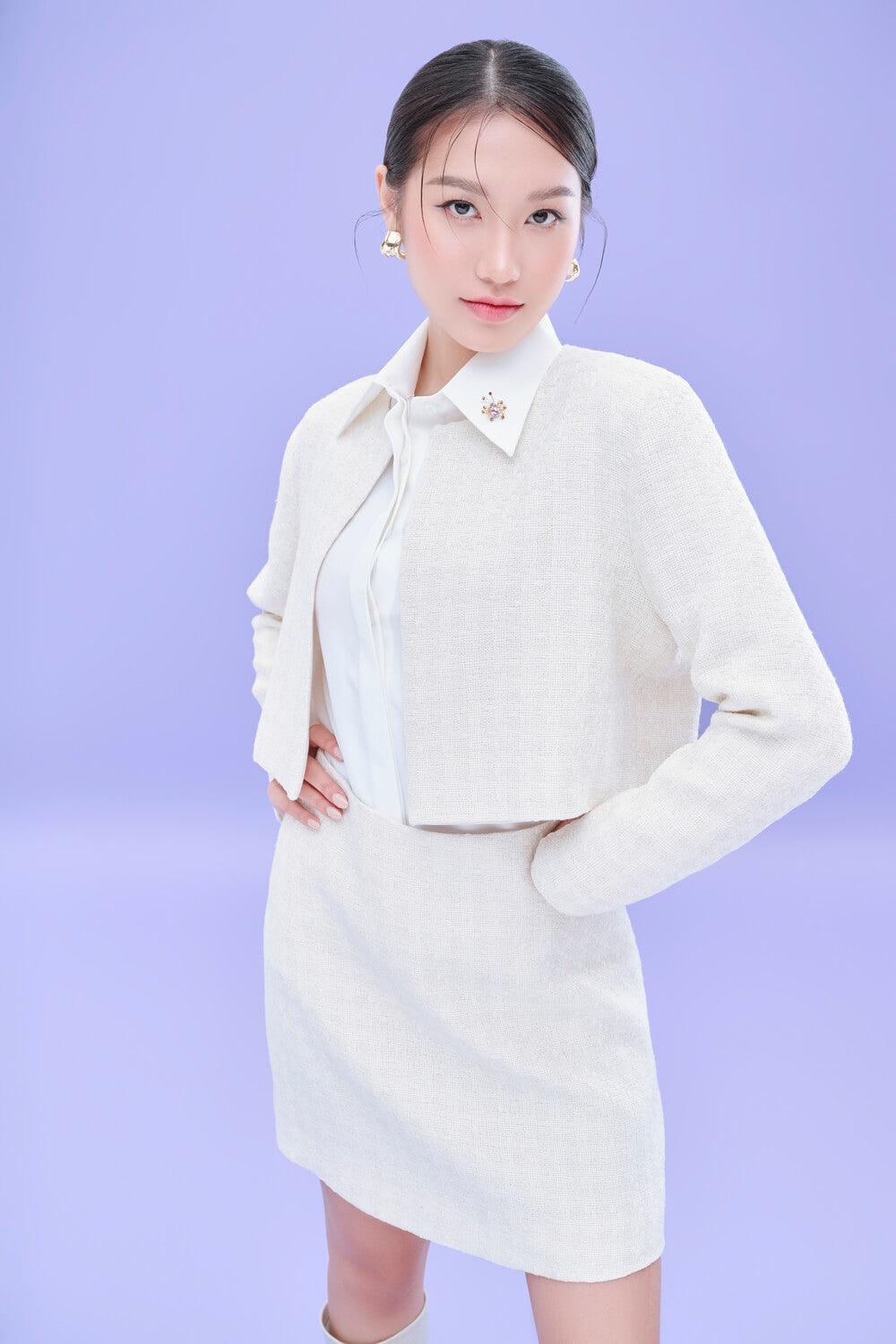 Adeline A-line Straight Cotton Mini Skirt | MEAN BLVD