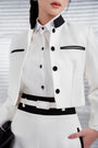 Women's Bandito Cropped Long Sleeved Tweed Jacket S/M/L White MEAN BLVD