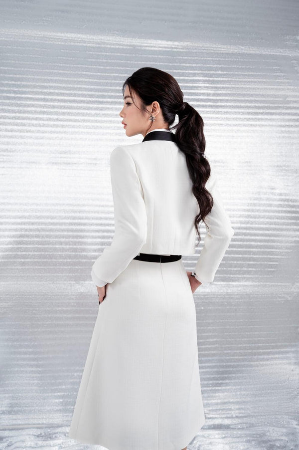 Women's Bandito Cropped Long Sleeved Tweed Jacket S/M/L White MEAN BLVD