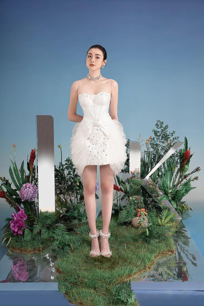 Women's Liv A-line Camisole Taffeta Mini Dress S/M/L White MEAN BLVD