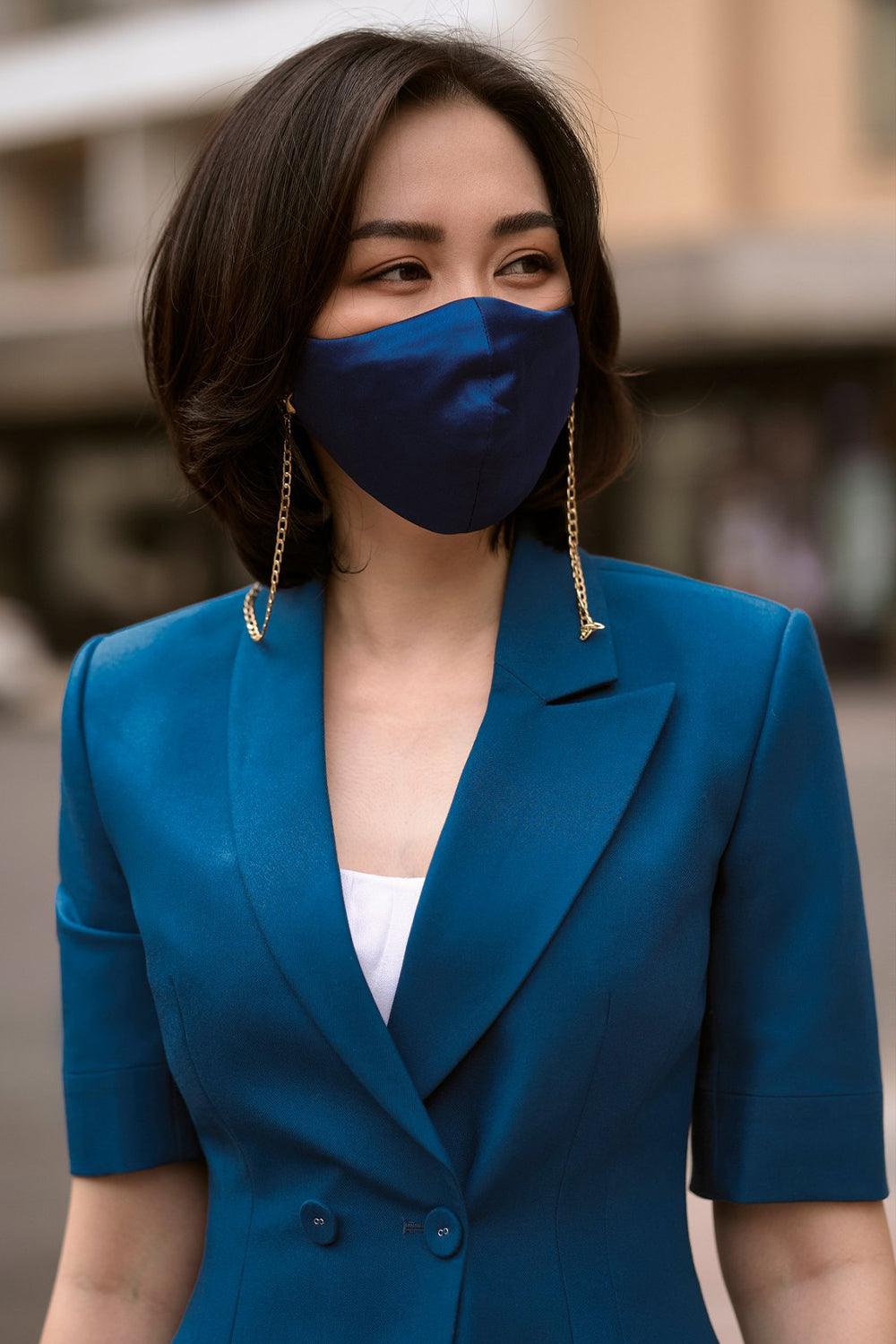 Women's Phoebe Silk Accessories Navy/Brown/White MEAN BLVD