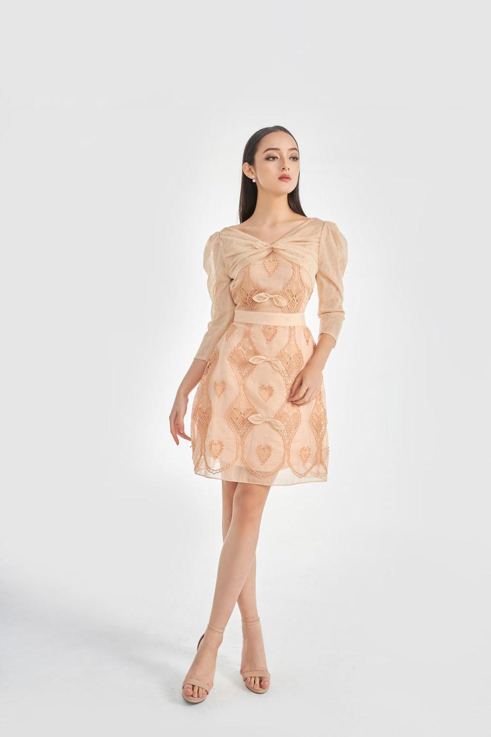 Women's Serena A-line Leg Of Mutton Sleeved Lace Above The Knee Dress ...